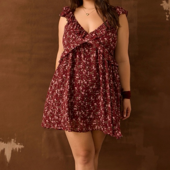 ARULA | Dresses | New Arula Red Floral Babydoll Dress Plus Size X Xl ...